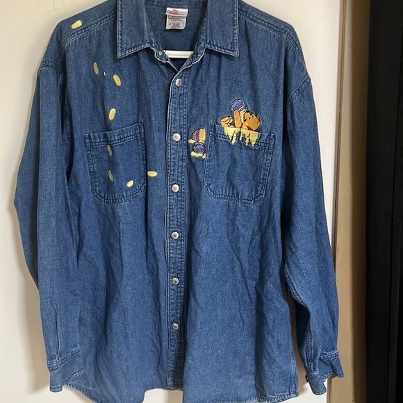 Disney | Tops | Disney Pooh Bear Denim Shacketxl | Poshmark